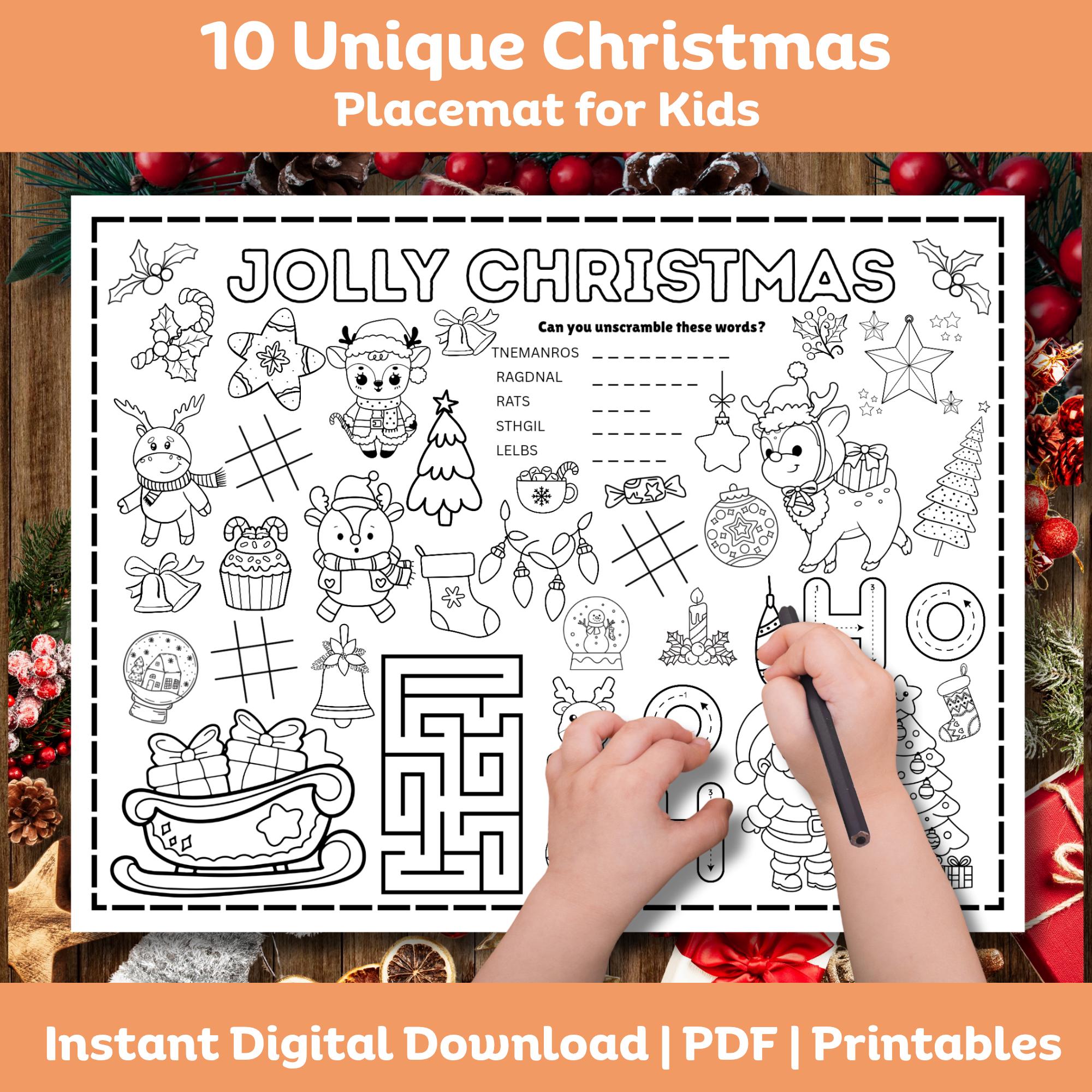 Christmas Activity Placemat, Christmas Coloring Placemat, Printable ...