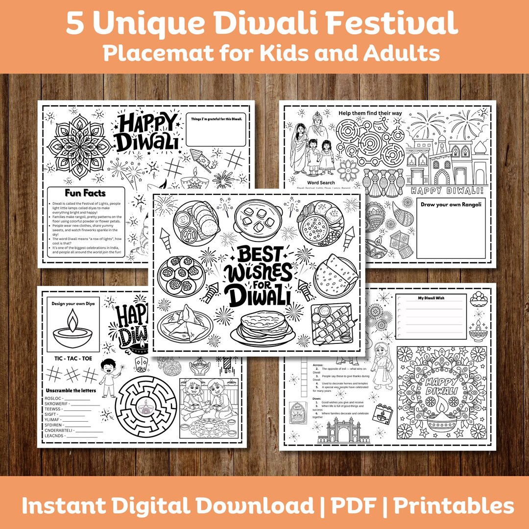 Diwali Activity Placemat for Kids Printable Diwali Worksheets Diwali ...