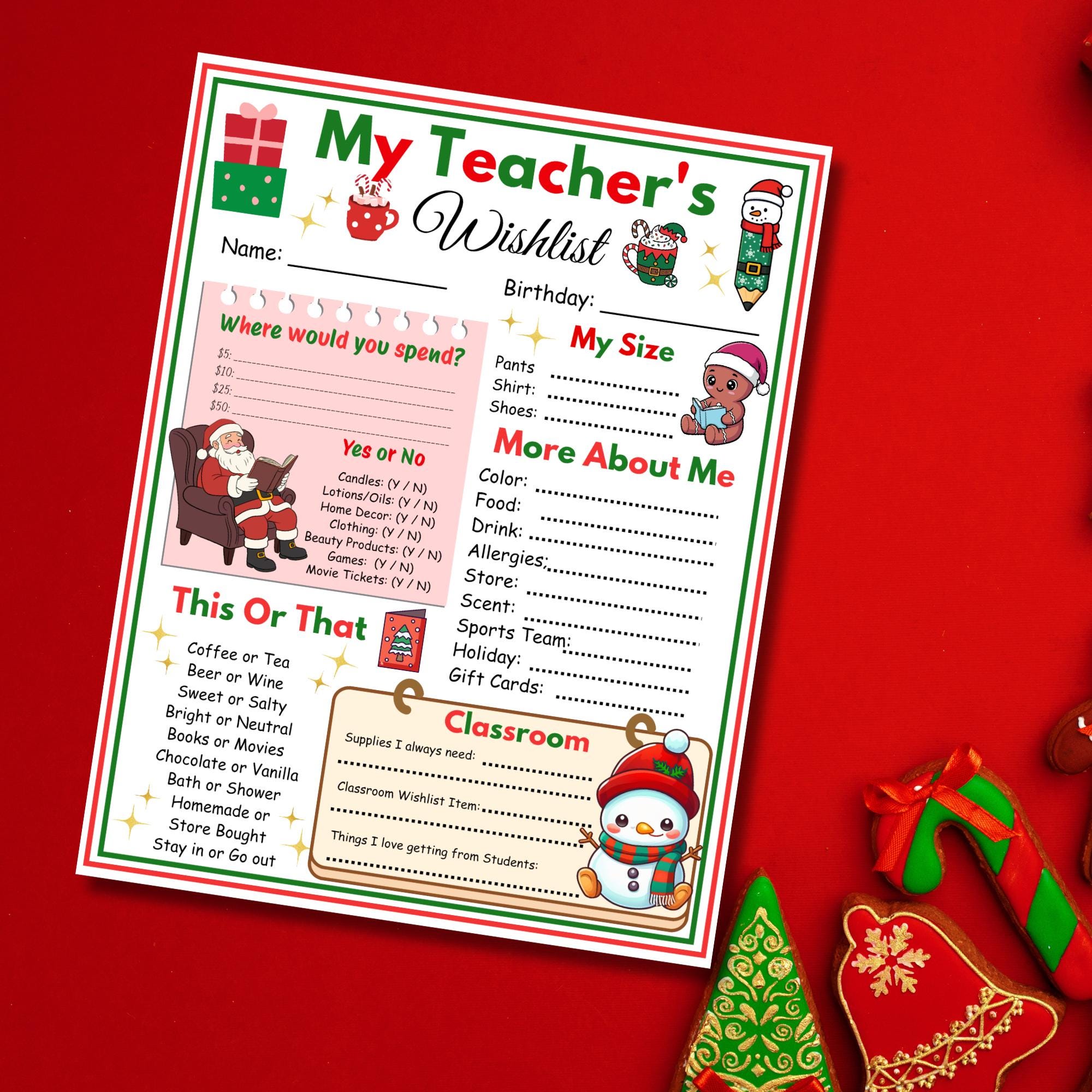 Teacher's Wishlist, Christmas Wish List, Teacher's Christmas Wish List ...