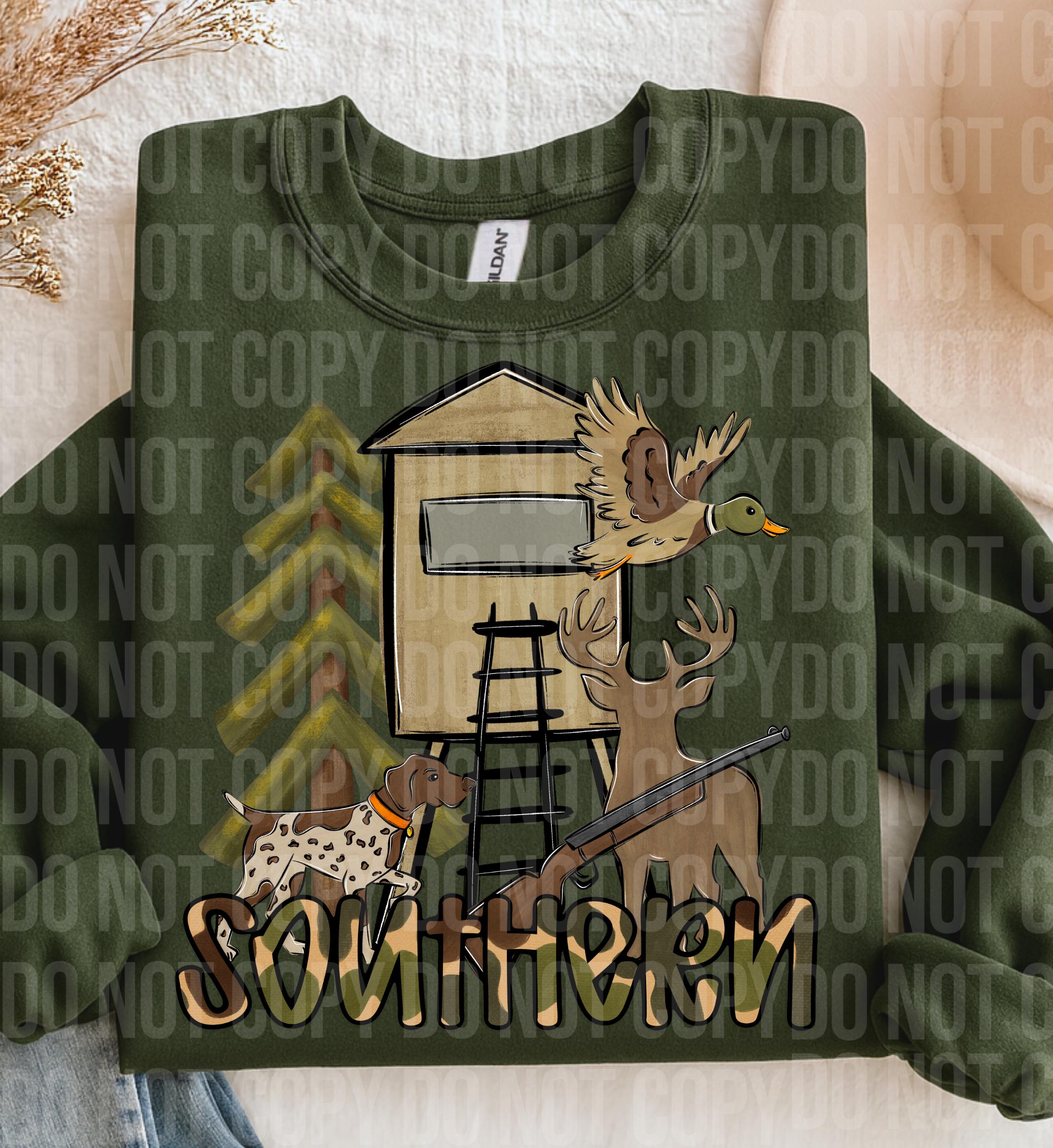 Southern Hunting PNG for Sublimation, Deer Duck Dog Tree Stand Country ...