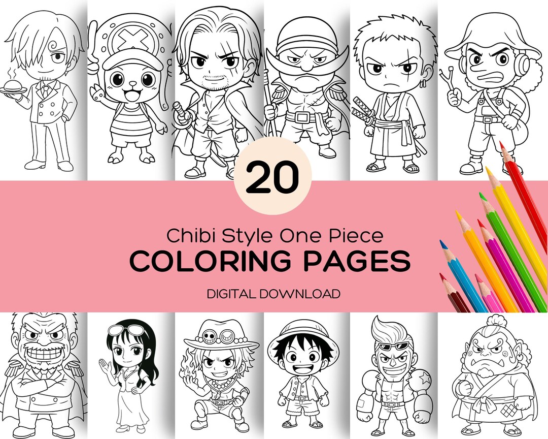 One Piece, Coloring Pages, Printable, 8.5x11 PDF, Anime Coloring Book ...