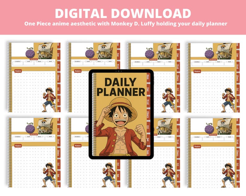 Monkey D. Luffy Daily Digital Planner | Anime One Piece Inspired ...