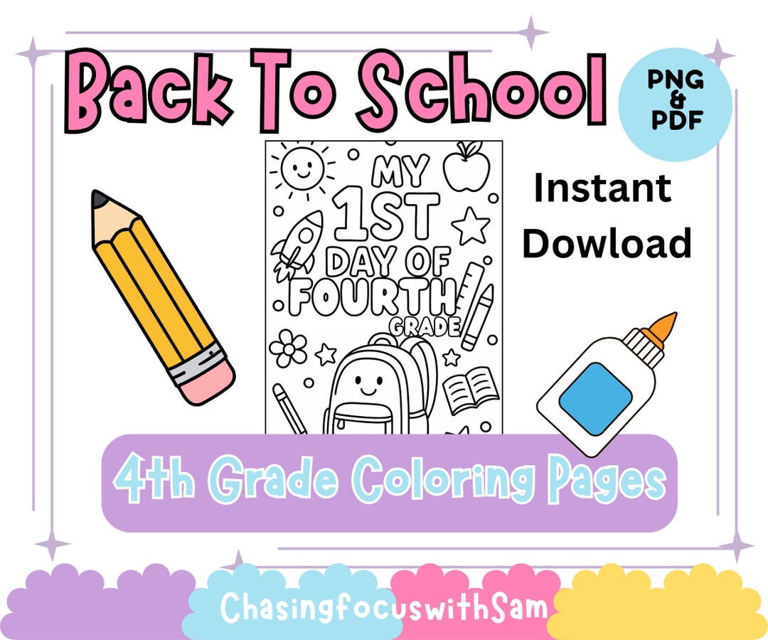 Back to School Coloring Pages, 4th Grade, Back to School Digital ...
