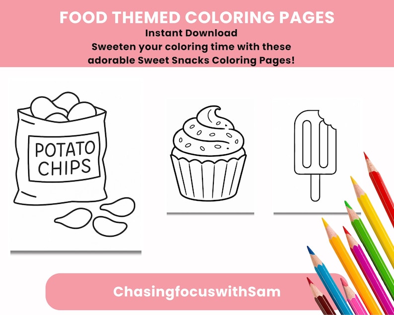 Food Themed Coloring Pages for Kids & Adults | Cookie, Cupcake, Brownie ...