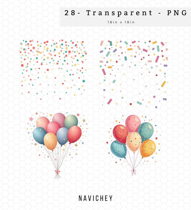 Kawaii Birthday Clipart Set – Cute Animal, Cake & Balloon PNG ...