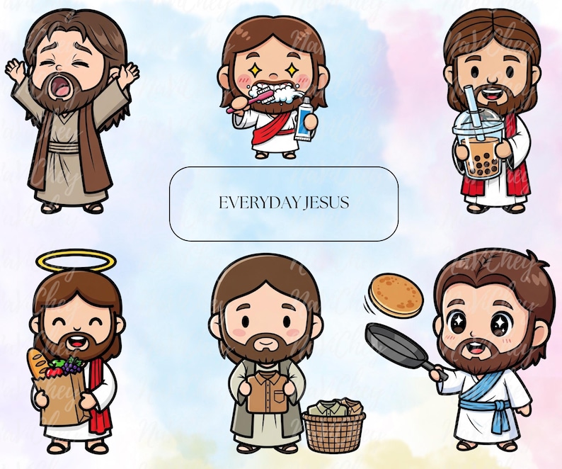 Kawaii Chibi Jesus Clipart Bundle: Christian PNG (digital Download) - Etsy