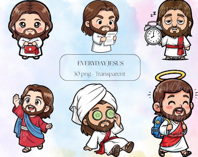 Kawaii Chibi Jesus Clipart Bundle: Christian PNG (digital Download) - Etsy