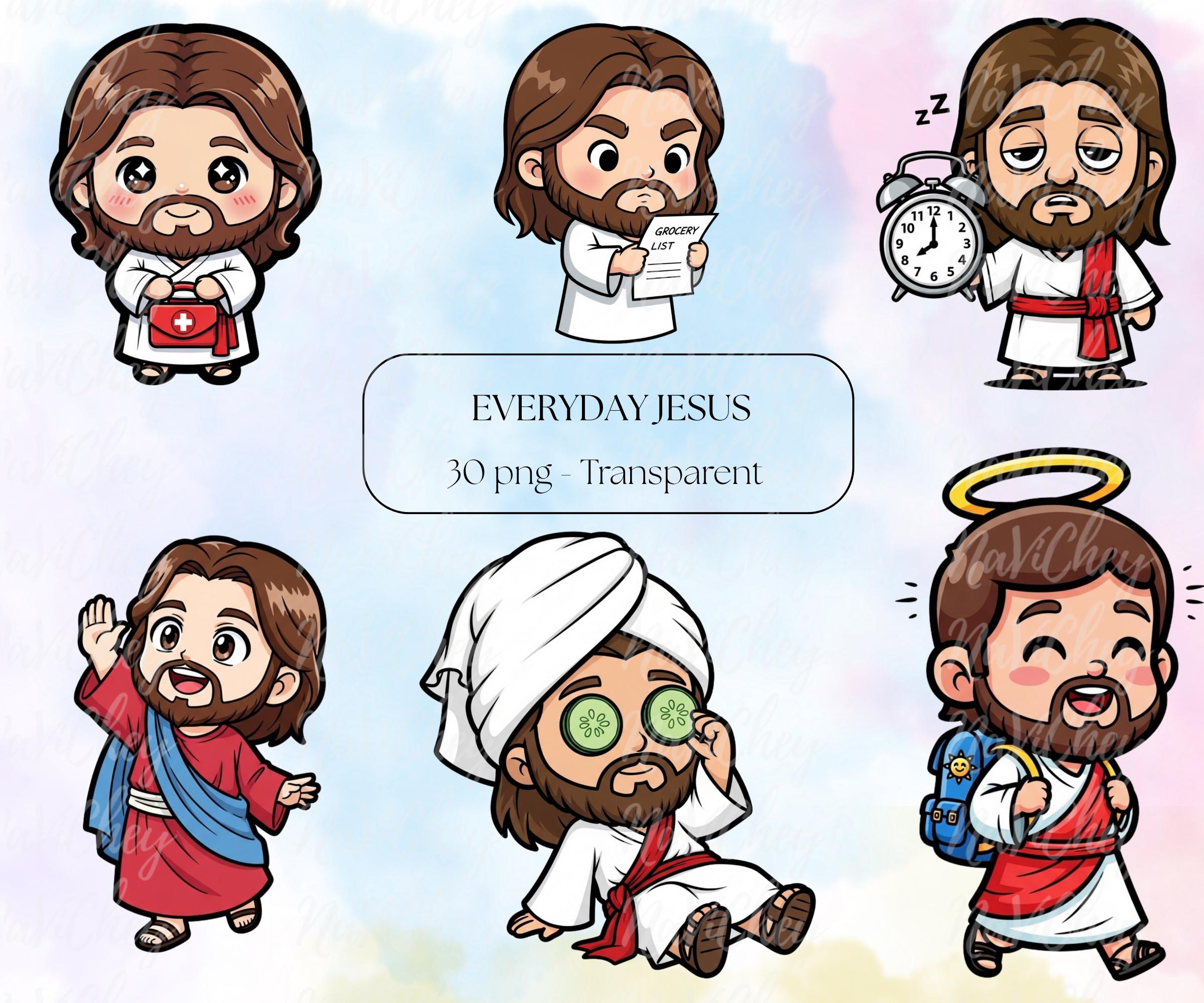 Kawaii Chibi Jesus Clipart Bundle: Christian PNG (digital Download) - Etsy