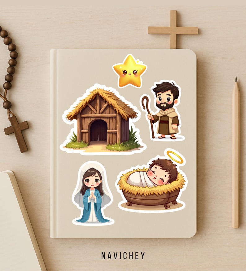 Nativity Clipart Set – Cute Christmas Jesus, Mary, Joseph, Animals – 25 ...
