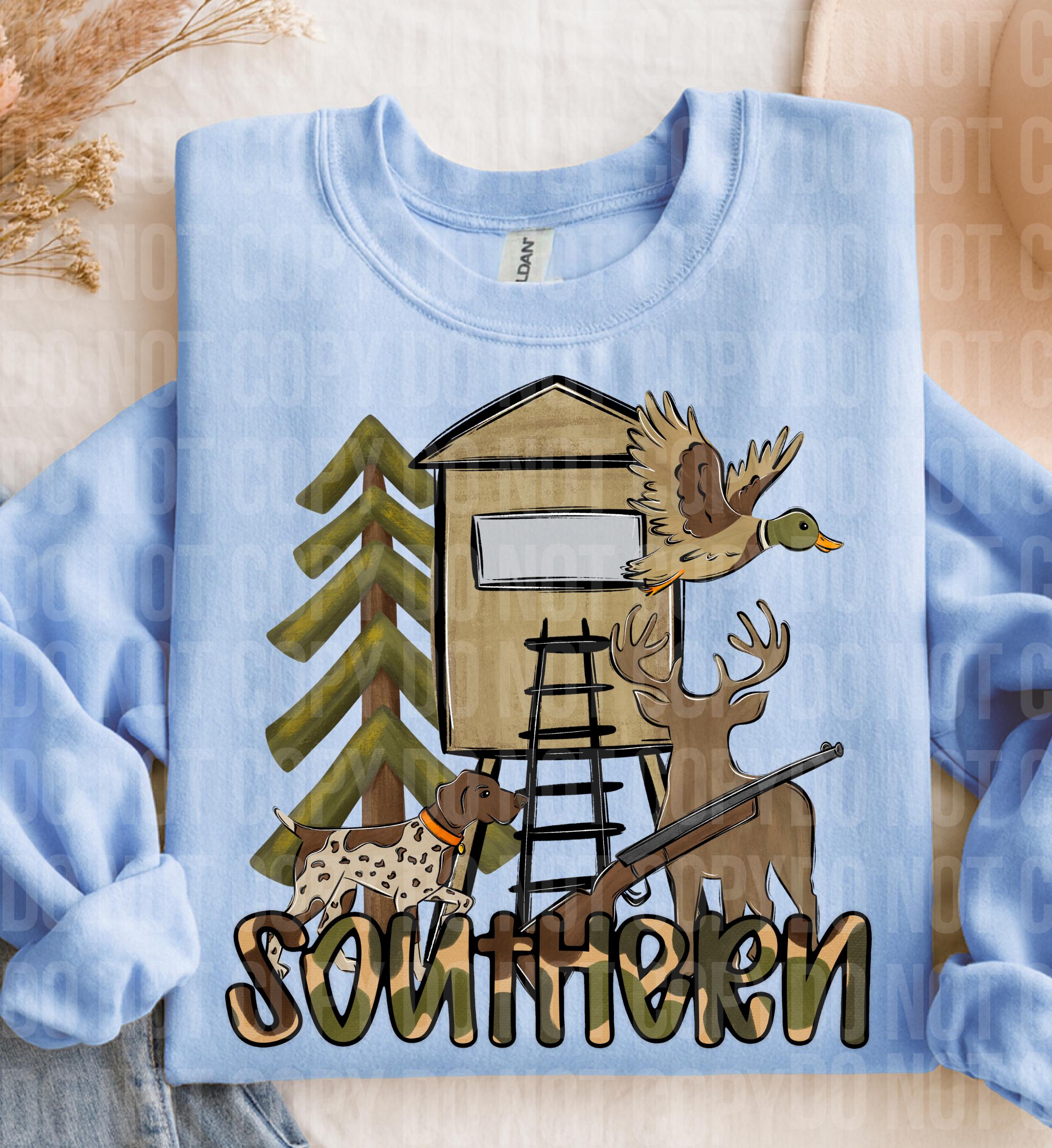 Southern Hunting PNG for Sublimation, Deer Duck Dog Tree Stand Country ...