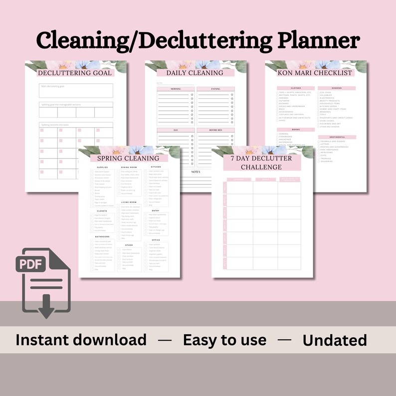 Instant Download, Printable Cleaning & Decluttering Planner | Weekly ...