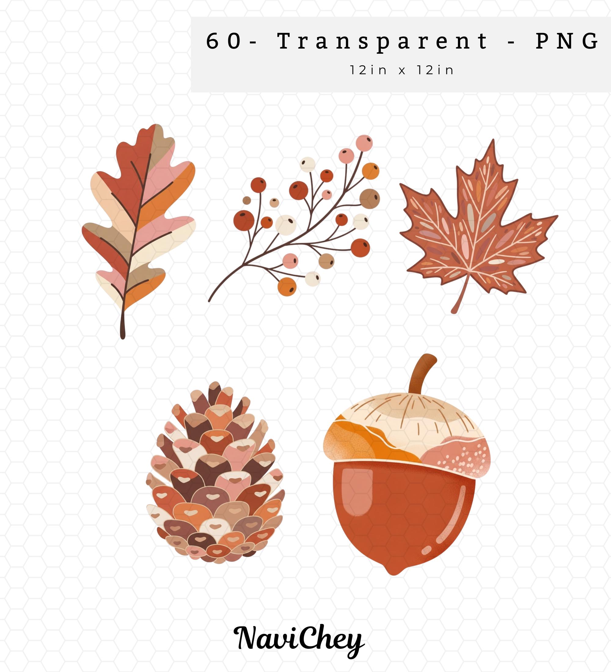 Cozy Autumn Clipart Set – 60 PNG Fall Doodles for Stickers ...