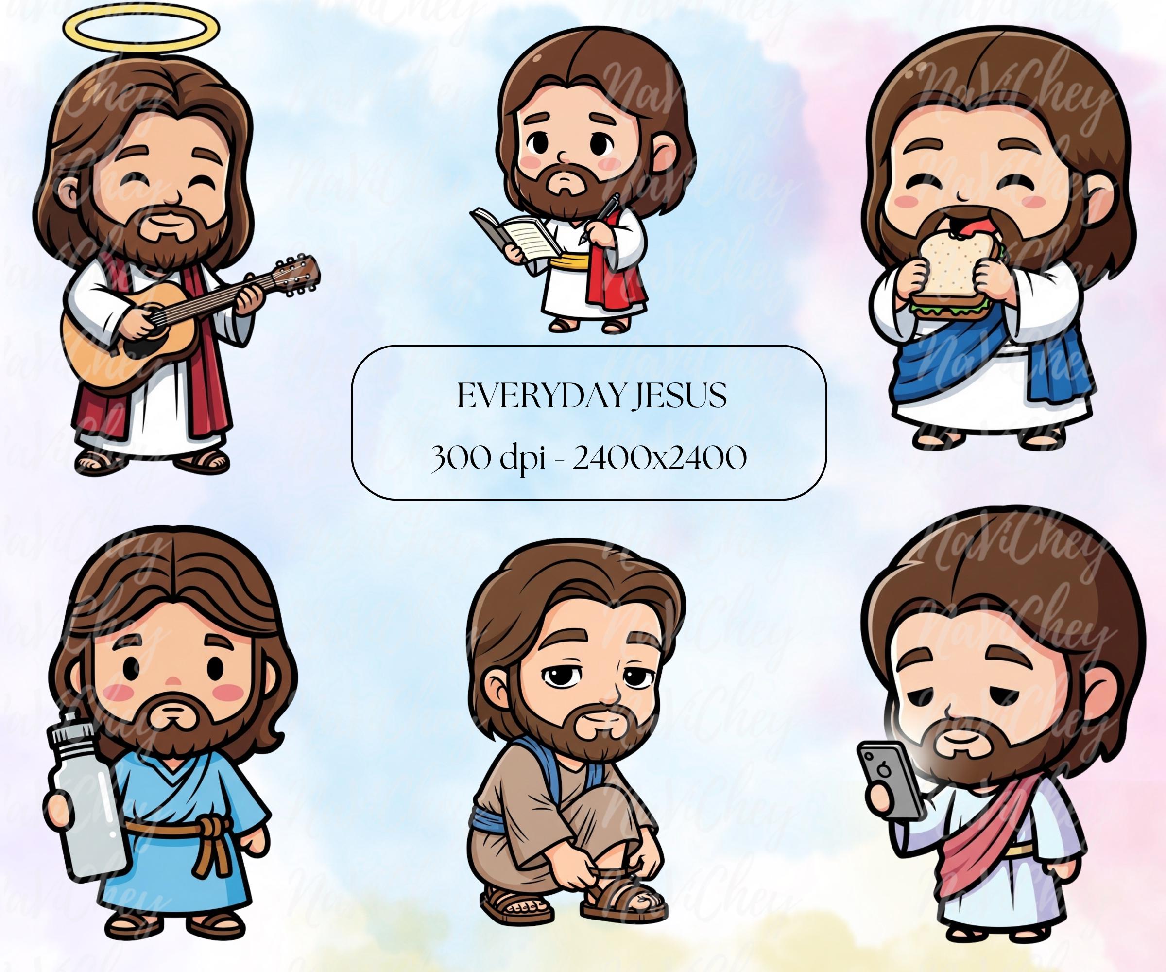 Kawaii Chibi Jesus Clipart Bundle: Christian PNG (digital Download) - Etsy