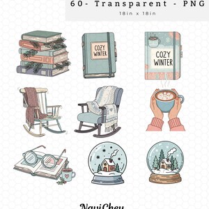 Cozy Winter Clipart Set – Christmas PNG Bundle, Transparent Holiday ...