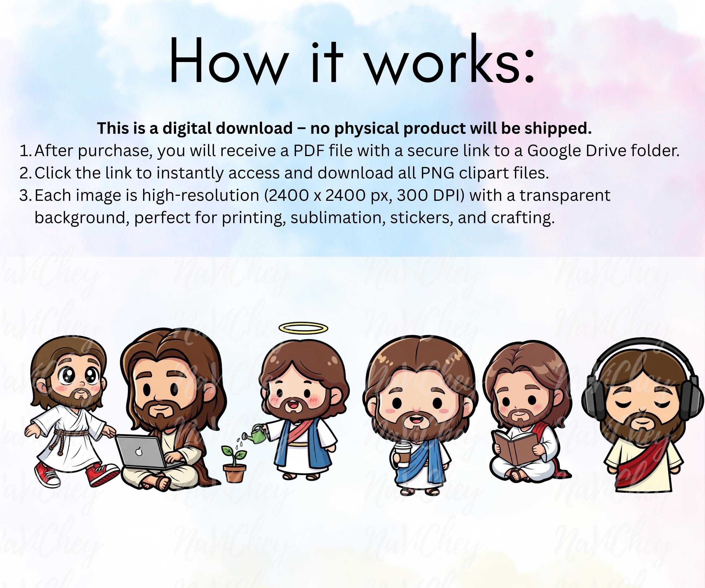 Kawaii Chibi Jesus Clipart Bundle: Christian PNG (digital Download) - Etsy