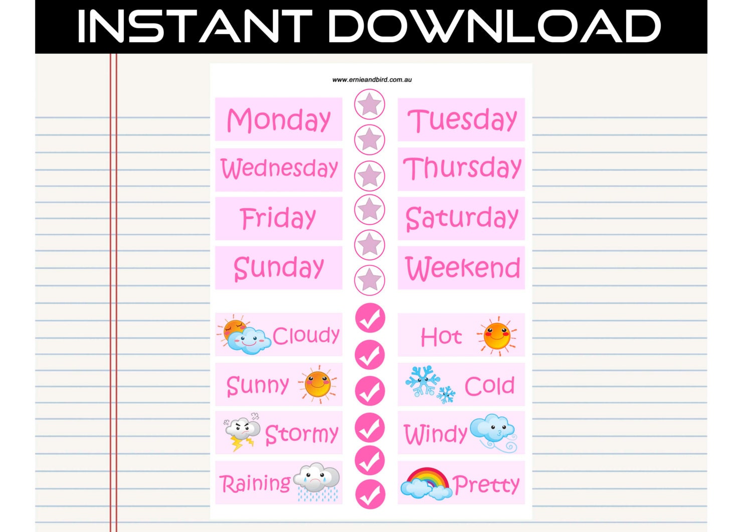 Printable Daily Routine Chart Digital Download Ballerina - Etsy Canada