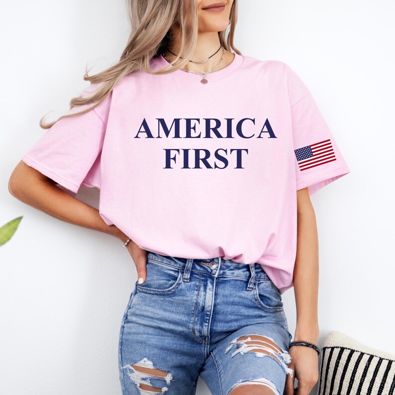 America First T-shirt, USA Flag Shirt, Conservative Republican Gift ...
