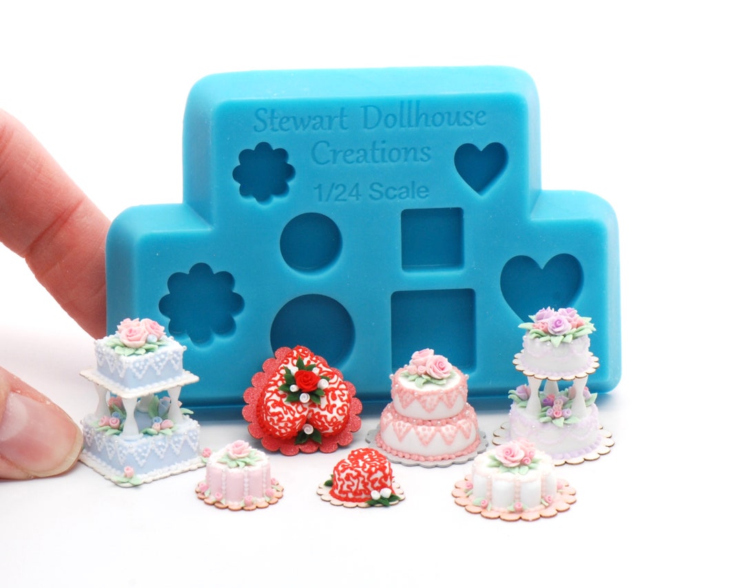 Dollhouse Miniature, 1:24 1 & 2 Tier Cake Mold -NEW UV Resin Ready ...