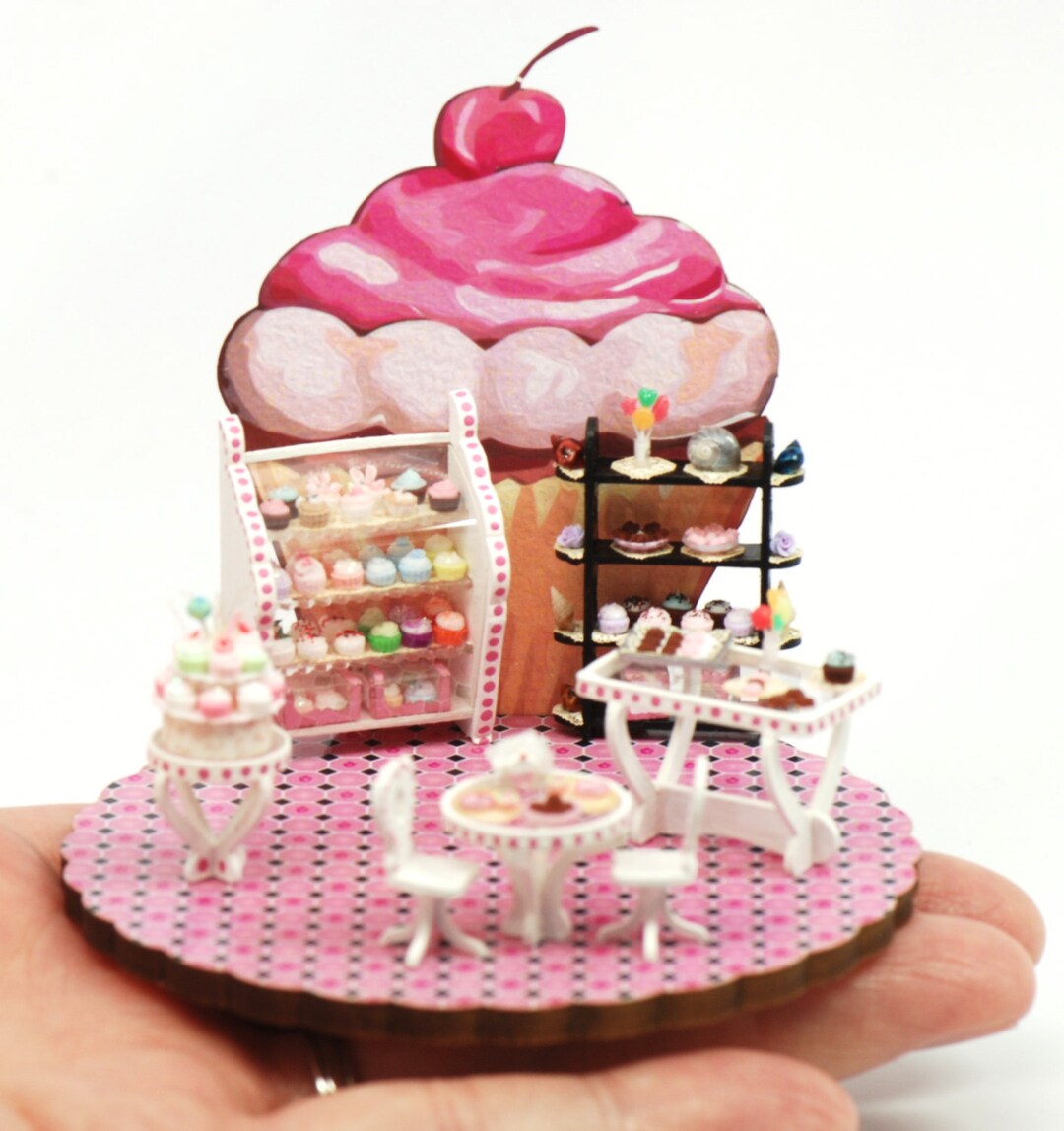 1:48 Scale Cupcake Emporium Kit, Dollhouse Miniature, Shop, Bakery ...