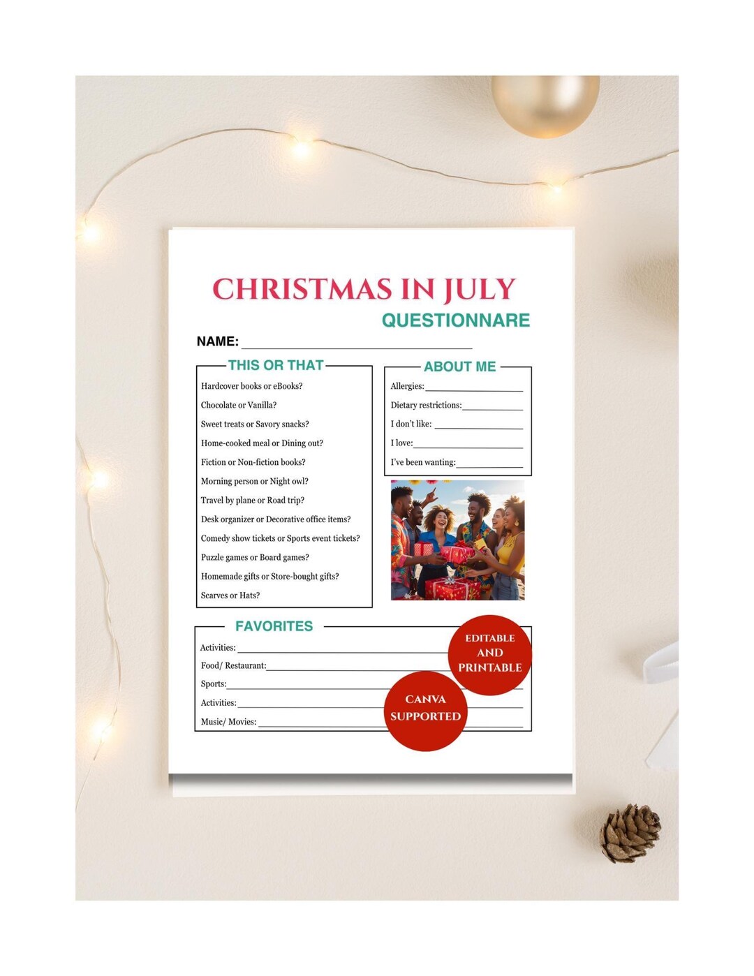Christmas in July Template, Summer Christmas Party, Editable Holiday ...