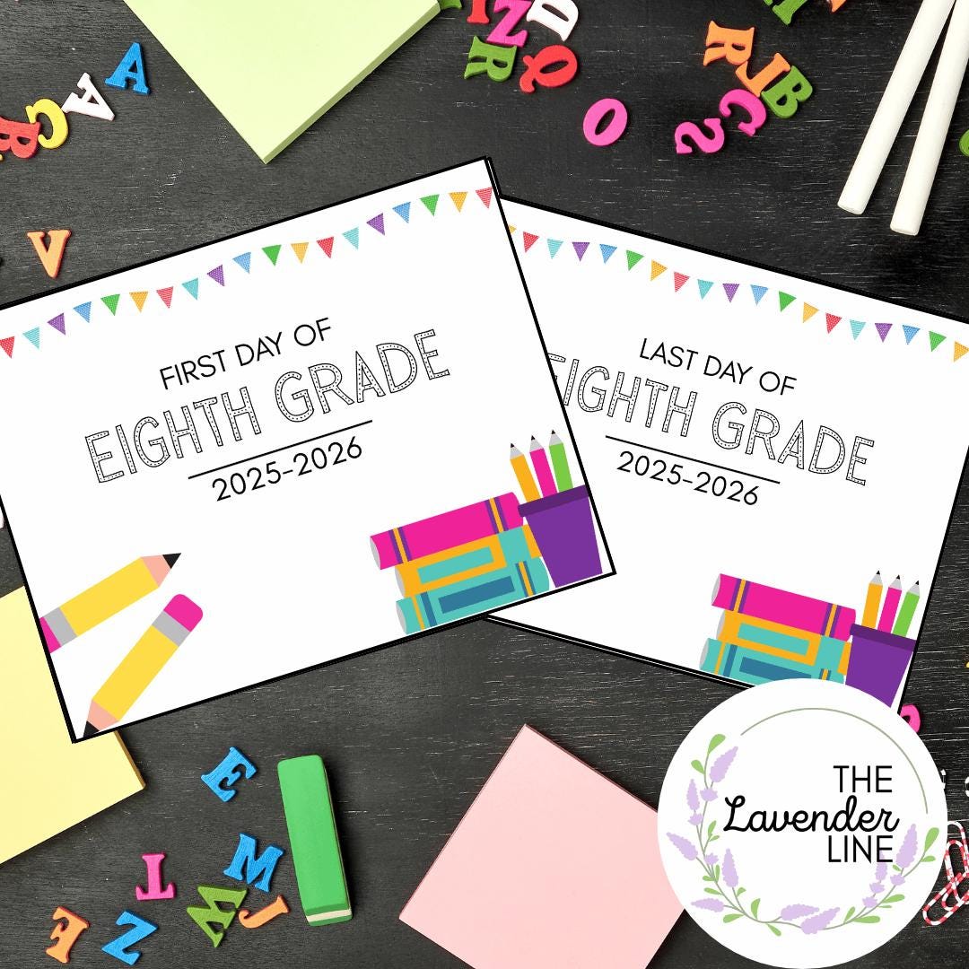 First Day & Last Day of School Eighth Grade, Printable Sign, Back to ...