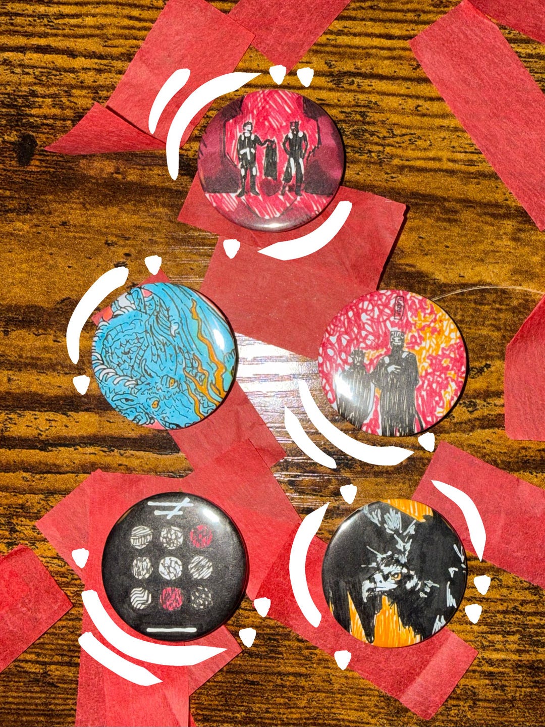 Tøp Hand Drawn Albums - Button Pins - Etsy