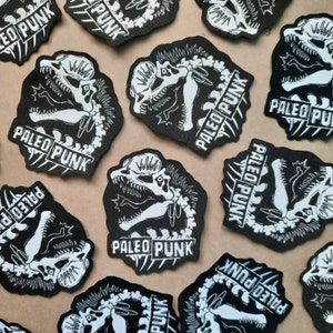 Dilophosaurus Paleo Punk Jacket Patches, Natural History Paleoart ...