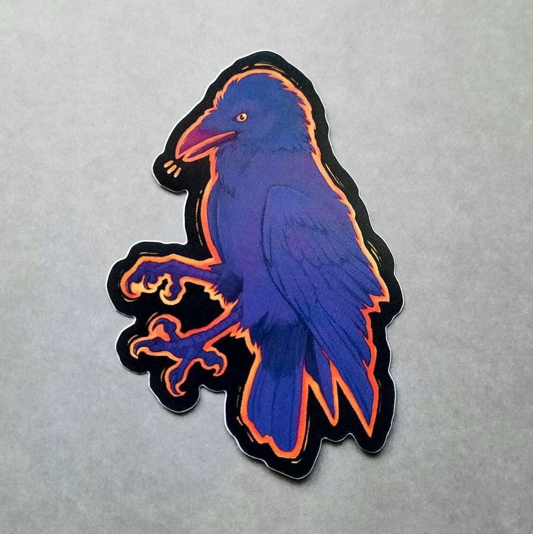 Raven Sticker for Laptop, Purple Bird Stickers for Water Bottle, Cute ...