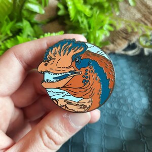Dilophosaurus Paleoart, Jurassic Dinosaur Pin Badge, Paleontology Gift ...