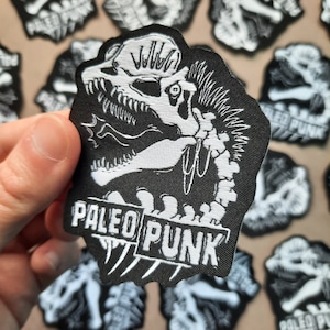 Dilophosaurus Paleo Punk Jacket Patches, Natural History Paleoart ...