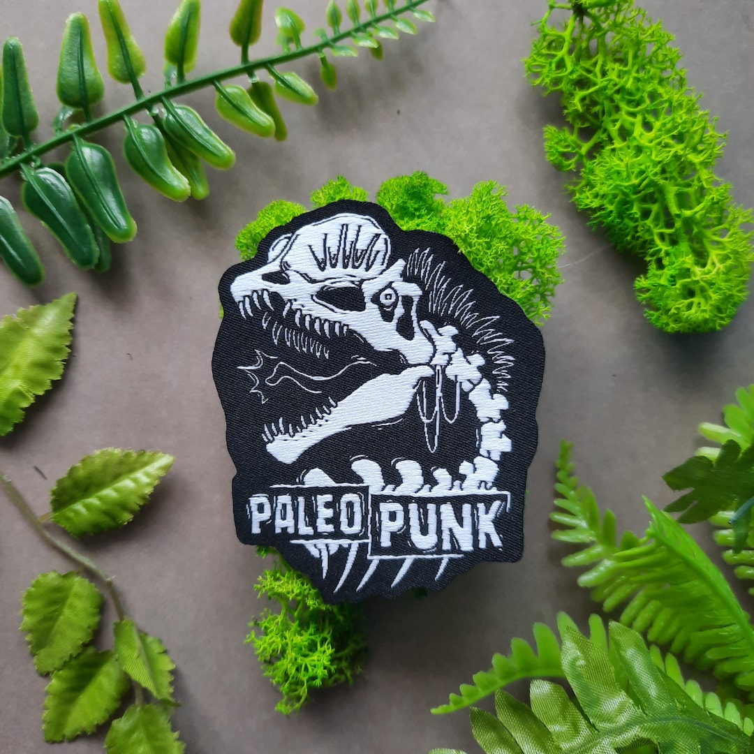 Dilophosaurus Paleo Punk Jacket Patches, Natural History Paleoart ...