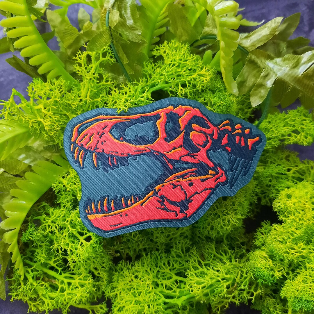 Tyrannosaurus Rex, Dinosaur Skull Patch, Dinosaur Patches for Jackets, Iron on Embroidered ...