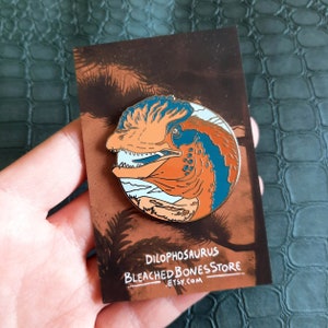 Dilophosaurus Paleoart, Jurassic Dinosaur Pin Badge, Paleontology Gift ...
