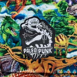 Dilophosaurus Paleo Punk Jacket Patches, Natural History Paleoart ...