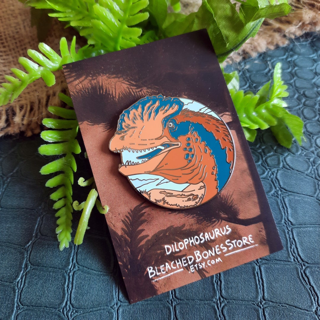 Dilophosaurus Paleoart, Jurassic Dinosaur Pin Badge, Paleontology Gift ...