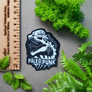 Dilophosaurus Paleo Punk Jacket Patches, Natural History Paleoart ...