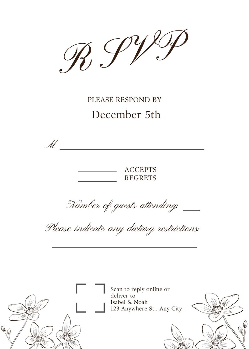 Editable Wedding RSVP Card Template – Printable Response Card – Instant ...