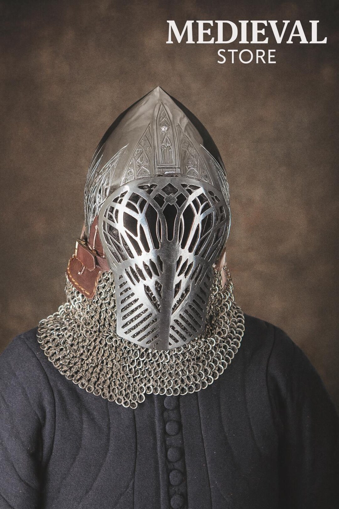 Gothic Etched Medieval Helmet | Hand-forged Steel Face Mask | Knight ...