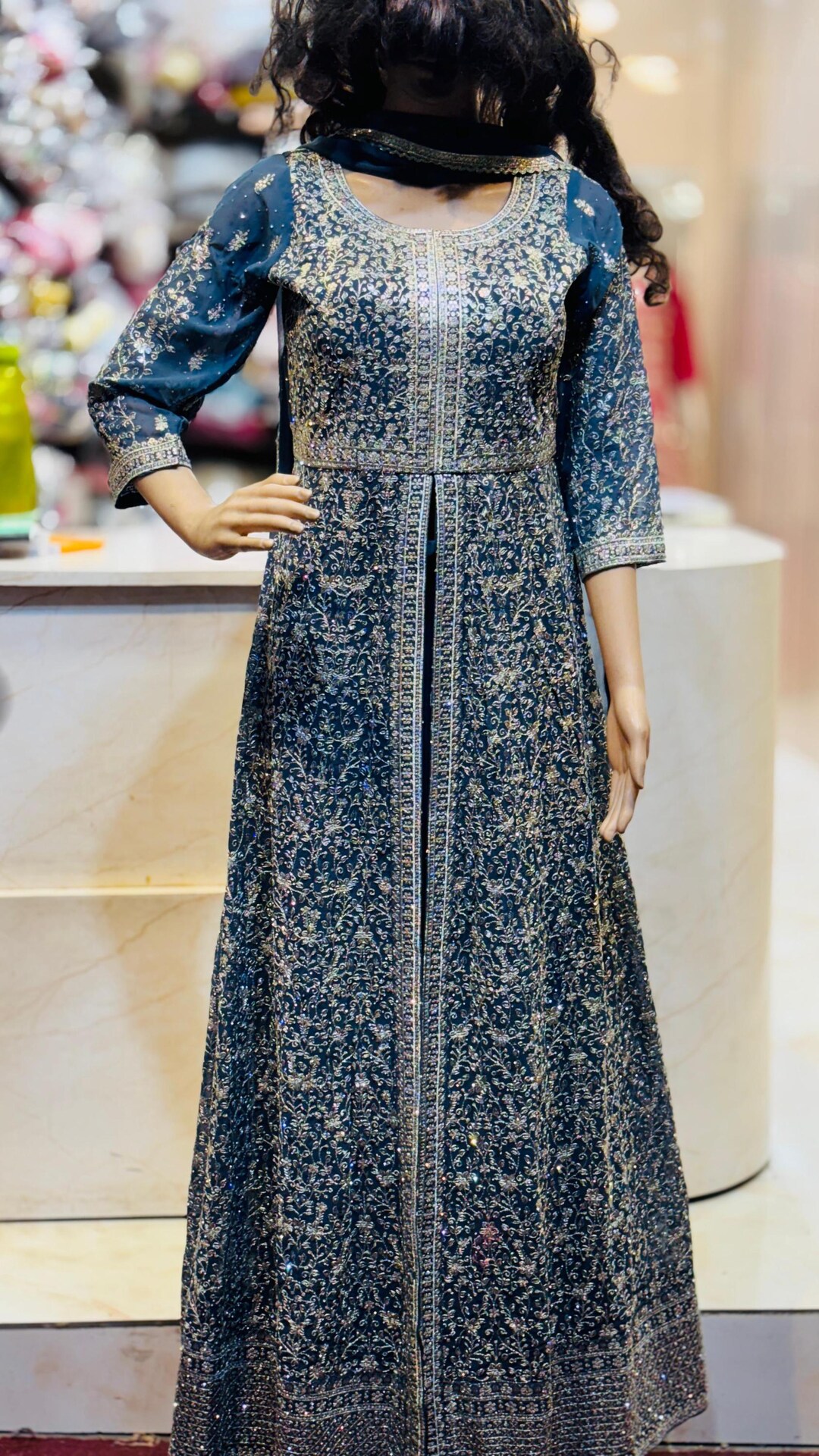 Anarkali Pakistani | Indian Front Cut Dress With Plazo | Zari and ...