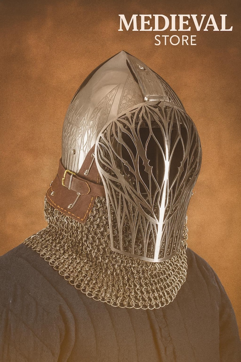 Gothic Etched Medieval Helmet | Hand-forged Steel Face Mask | Knight ...