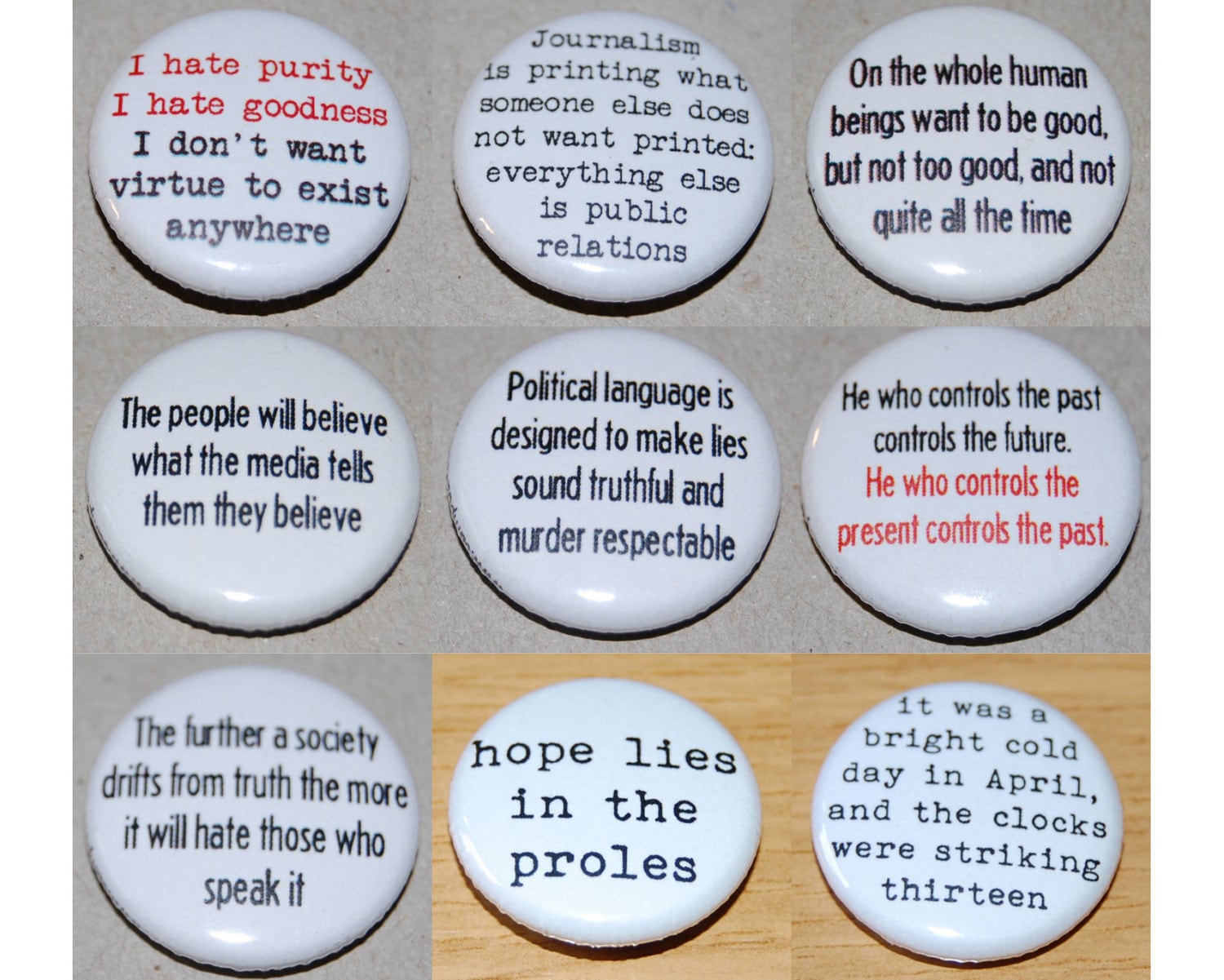 George Orwell Quotes Button Badge 25mm / 1 Inch - Etsy