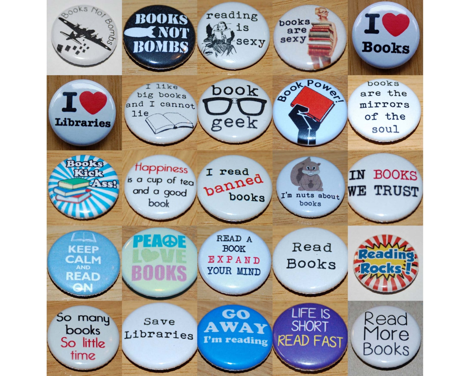 Books and Reading Various Designs Button badge 25mm / 1 inch | Etsy