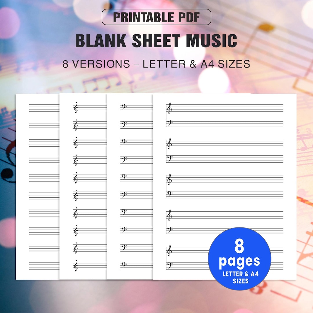Blank Sheet Music Paper, Blank Piano Sheet Music, Blank Manuscript ...
