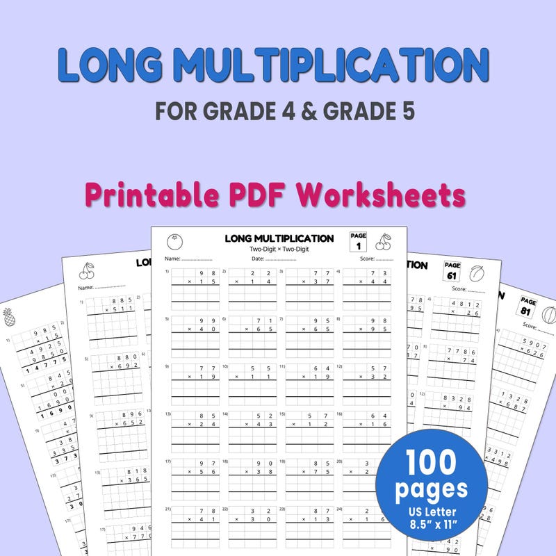 Multiplication Worksheet - Etsy