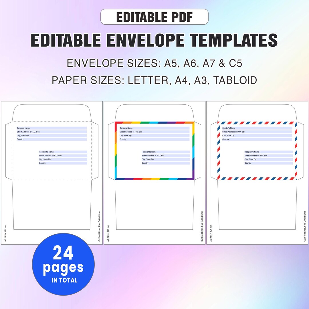 Editable Envelope Templates – A5, A6, A7 & C5 on A4, Letter, A3 ...