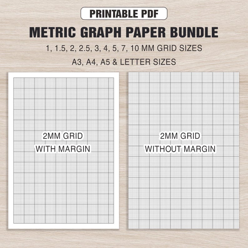 Metric Graph Paper Bundle – 1mm to 10mm Grid Sizes | Graph Grid Paper ...
