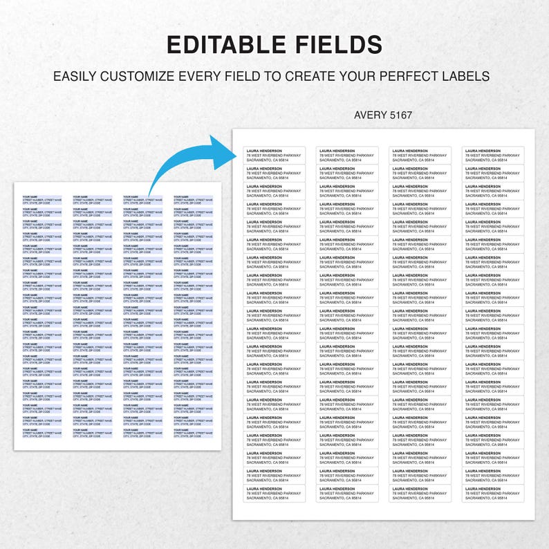 Return Address Labels | Editable for Avery 5167 | Minimalist Address ...