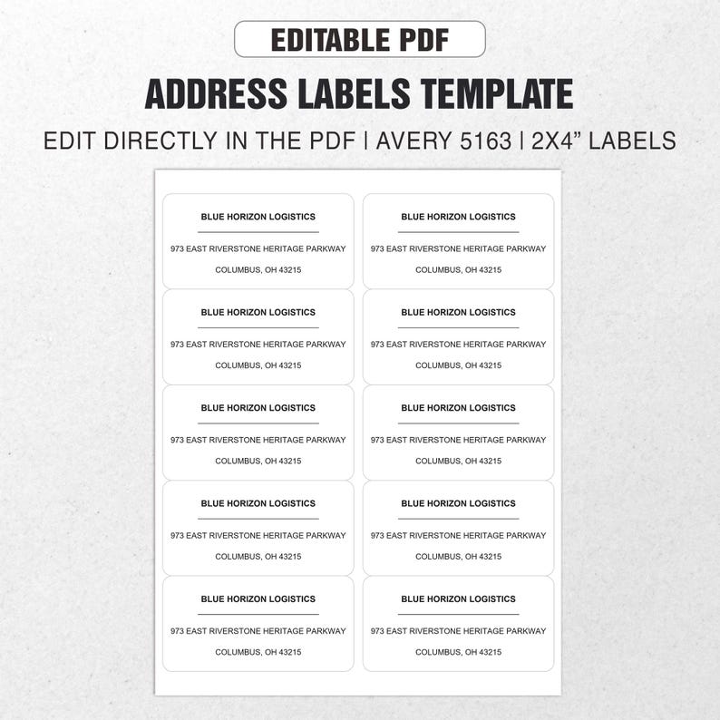 Return Address Labels | Editable for Avery 5163 | Minimalist Address ...