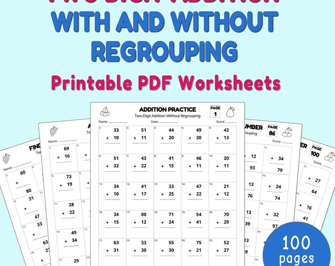 Two Digit Addition Without Regrouping Worksheets - Etsy Canada