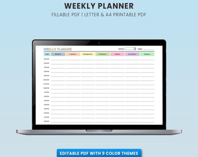 Editable Weekly Schedule | Printable, Digital | Weekly Planner PDF ...